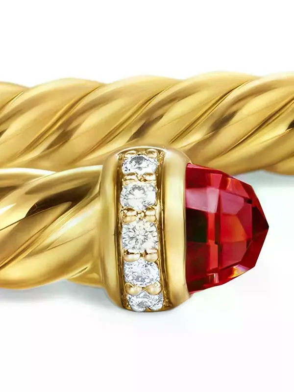 David Yurman 18kt Yellow Cablespira Garnet And Diamond Bracelet - Gold
