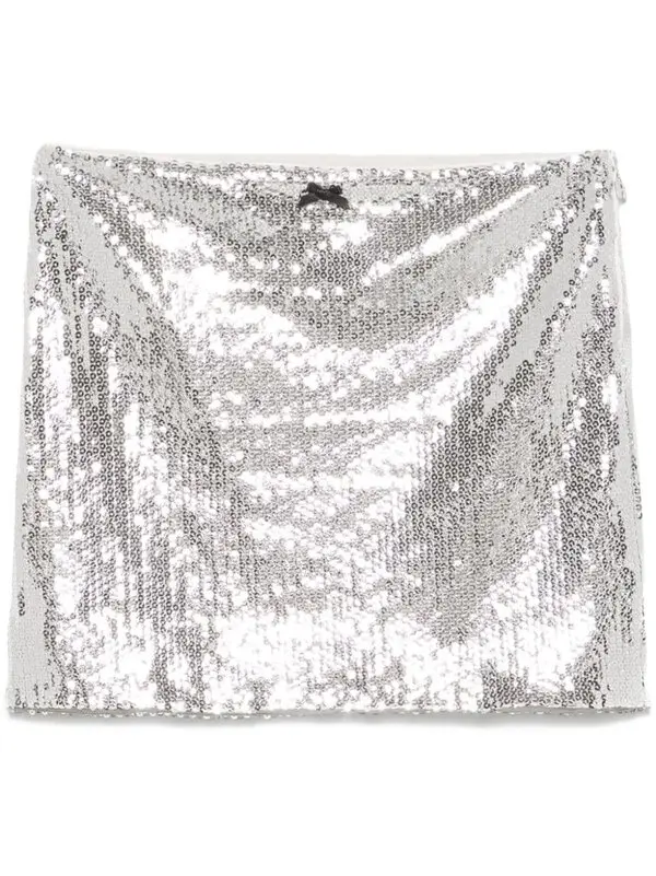 ROTATE BY BIRGER CHRISTENSEN Sequinned Mini Skirt - Silver
