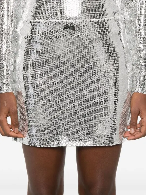 ROTATE BY BIRGER CHRISTENSEN Sequinned Mini Skirt - Silver