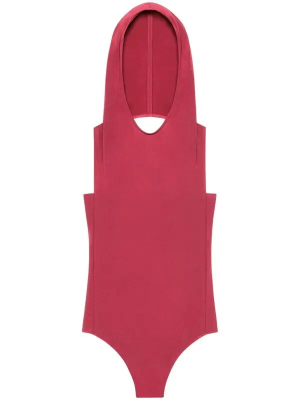 COURREGES Illusion Hooded Bodysuit - Red