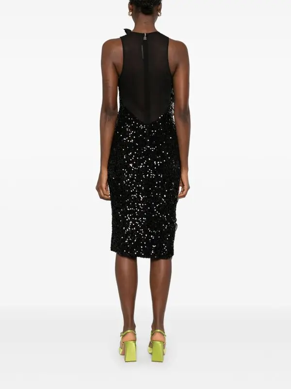 ROTATE BY BIRGER CHRISTENSEN Sequinned Midi Dress With Ruffled Detailing