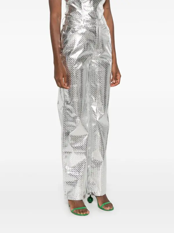 ROTATE BY BIRGER CHRISTENSEN Braided Straight-leg Trousers - Grey