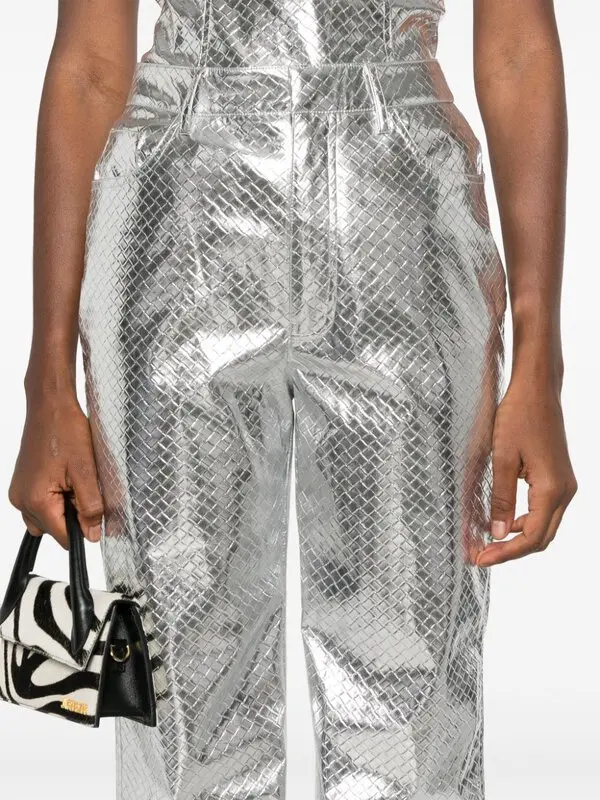 ROTATE BY BIRGER CHRISTENSEN Braided Straight-leg Trousers - Grey