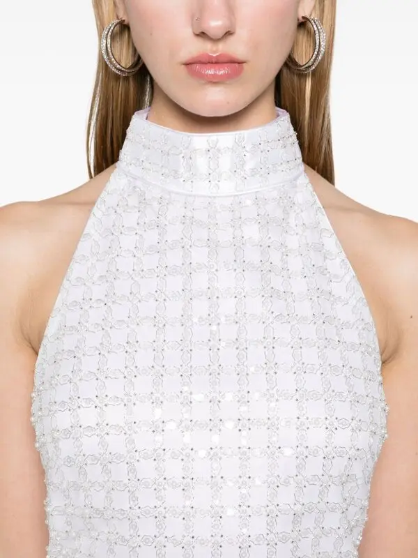 ROTATE BY BIRGER CHRISTENSEN Beaded Halterneck Mini Dress