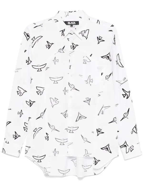 BLACK COMME DES GARÇONS Birds-print Shirt - White