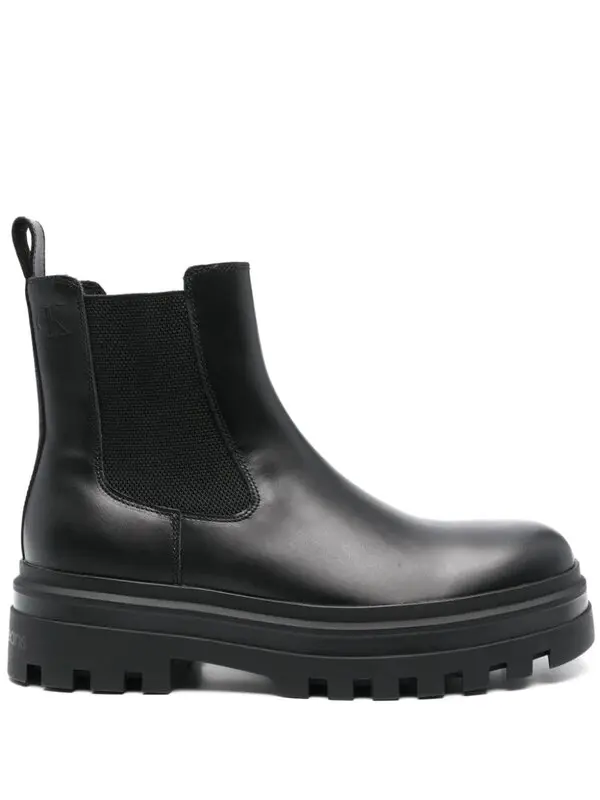 Calvin Klein Lug-sole Leather Boots - Black