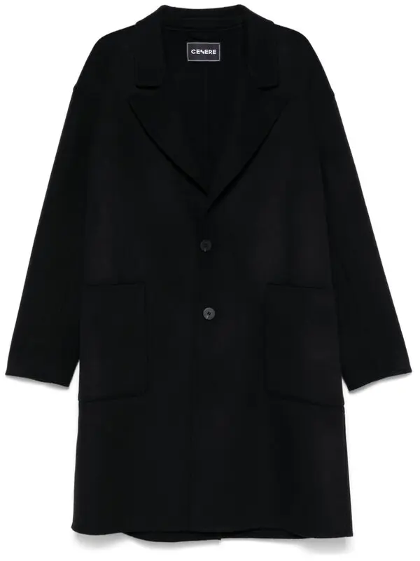 CENERE GB Single-breasted Mid-length Coat - Black