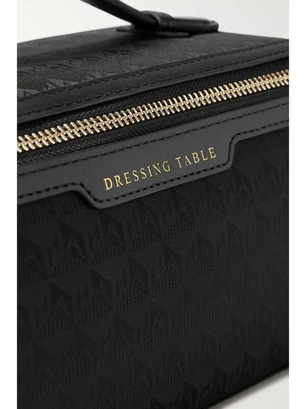ANYA HINDMARCH Dressing Table Leather-trimmed Logo-jacquard Nylon Cosmetics Case