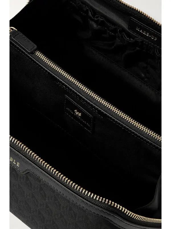 ANYA HINDMARCH Dressing Table Leather-trimmed Logo-jacquard Nylon Cosmetics Case