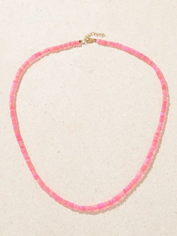 Jia Jia Gold Opal Beaded Necklace - Pink
