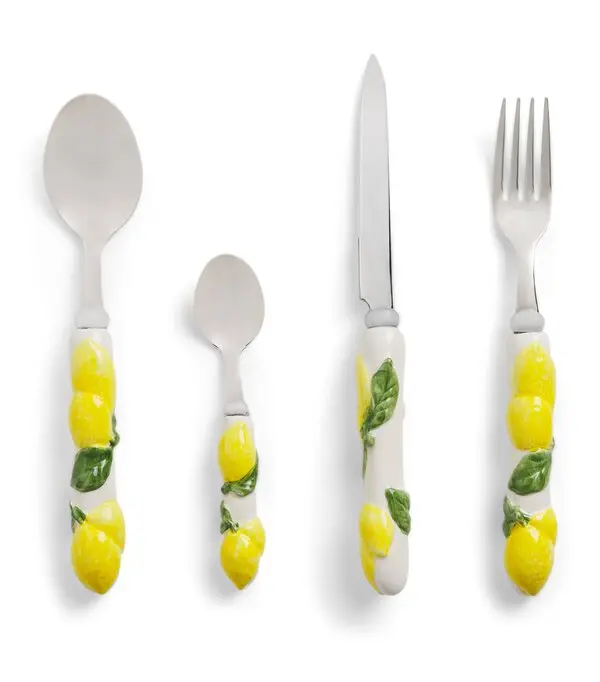 LES-OTTOMANS Ceramic Lemon 4-piece Cutlery Set - Yellow
