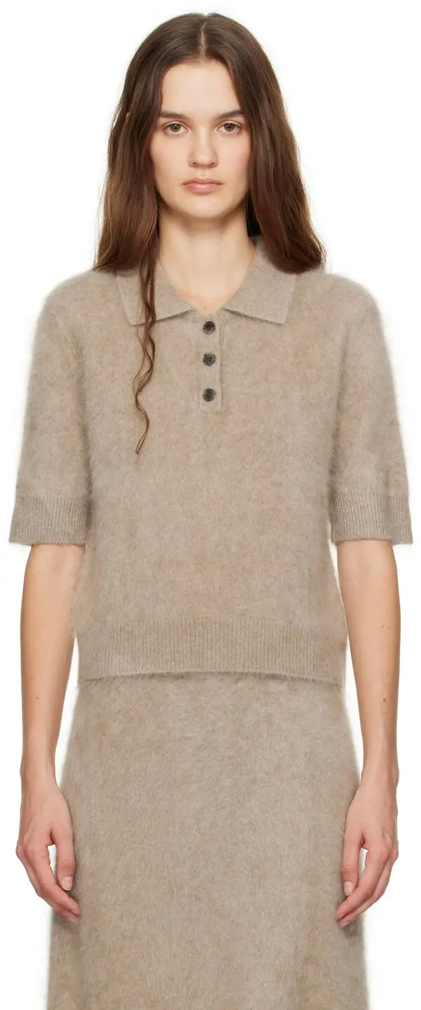 LISA YANG - LISA YANG Taupe Carolyn Polo