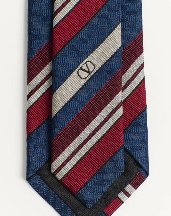 Valentino Garavani Silk Regimental Tie - Blue/maroon
