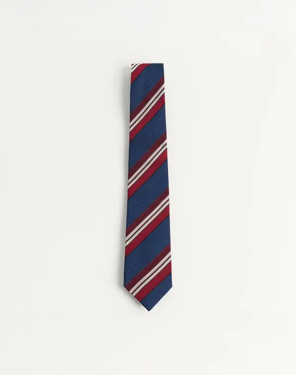 Valentino Garavani Valentie Striped Silk Tie - Blue/maroon