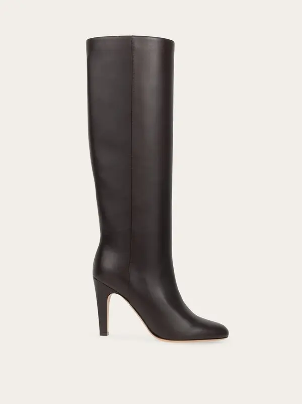 FERRAGAMO Knee-high Snake-embossed Leather Boots - Brown