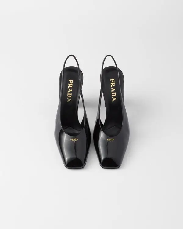 Prada Patent Leather Slingback Pumps - Black | Editorialist