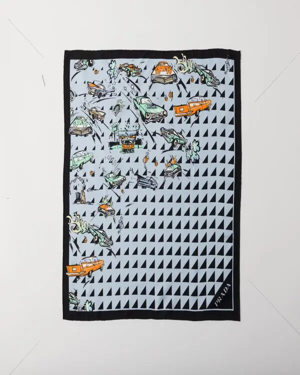 Prada Printed Silk Twill Scarf 55