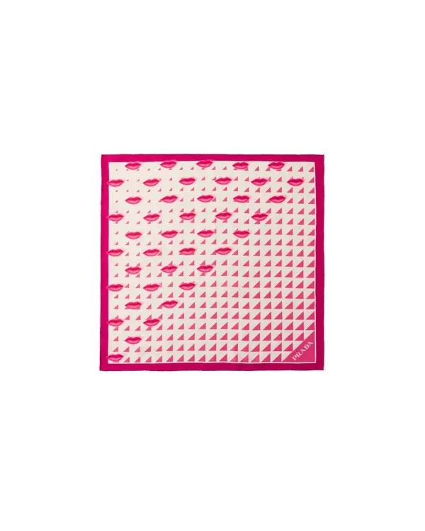 Prada Printed Silk Twill Scarf 55 - Pink