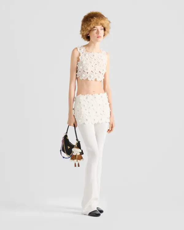 Prada Guipure Top With Daisy Embroidery