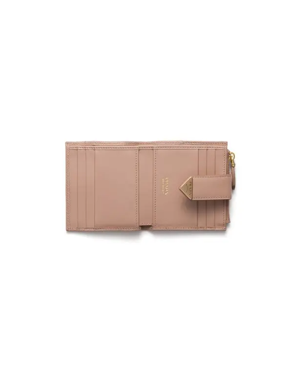 Prada Small Saffiano And Smooth Leather Wallet - Pink