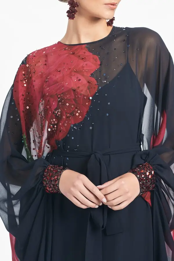 Sachin & Babi Gilda Printed Gown With Cape