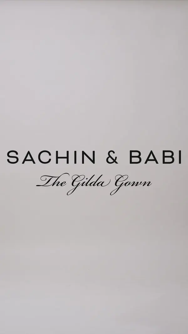 Sachin & Babi Gilda Printed Gown With Cape