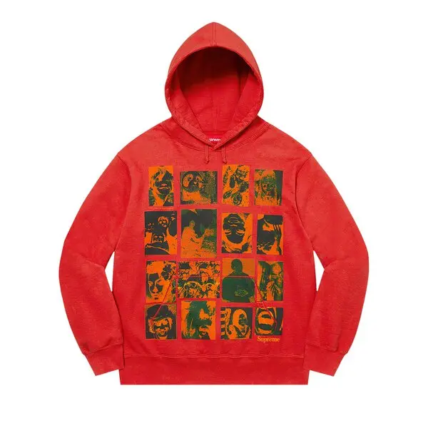 Supreme Collage Grid Hooded Sweatshirt - Red