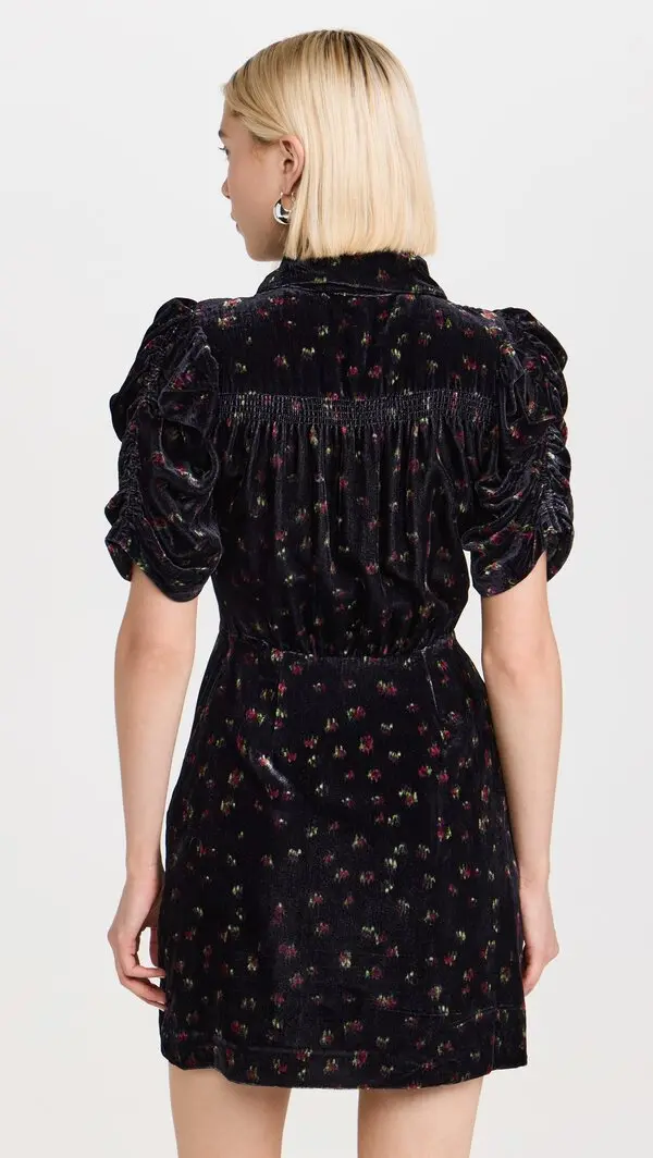 knee length dresses for ladies Paris Nights Floral Velvet Mini Dress S / Navy main image 0