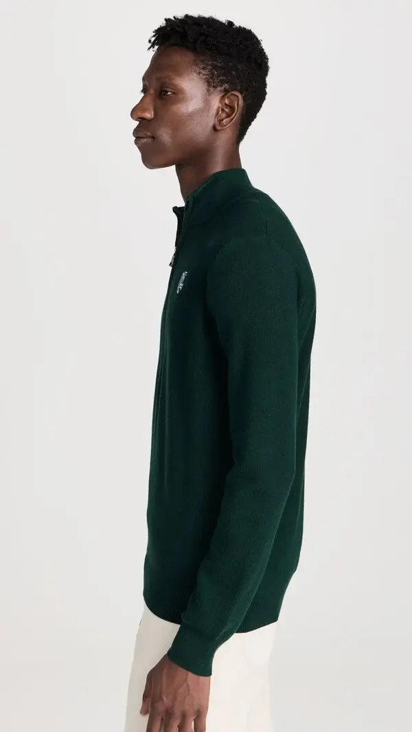 新品1PIU1UGUALE3 GOLF定9.4万24SS半袖ニットセットアップ緑 Quiet Golf Qg Owl Mesh Knit Quarter Zip Sweater In Forest - 75