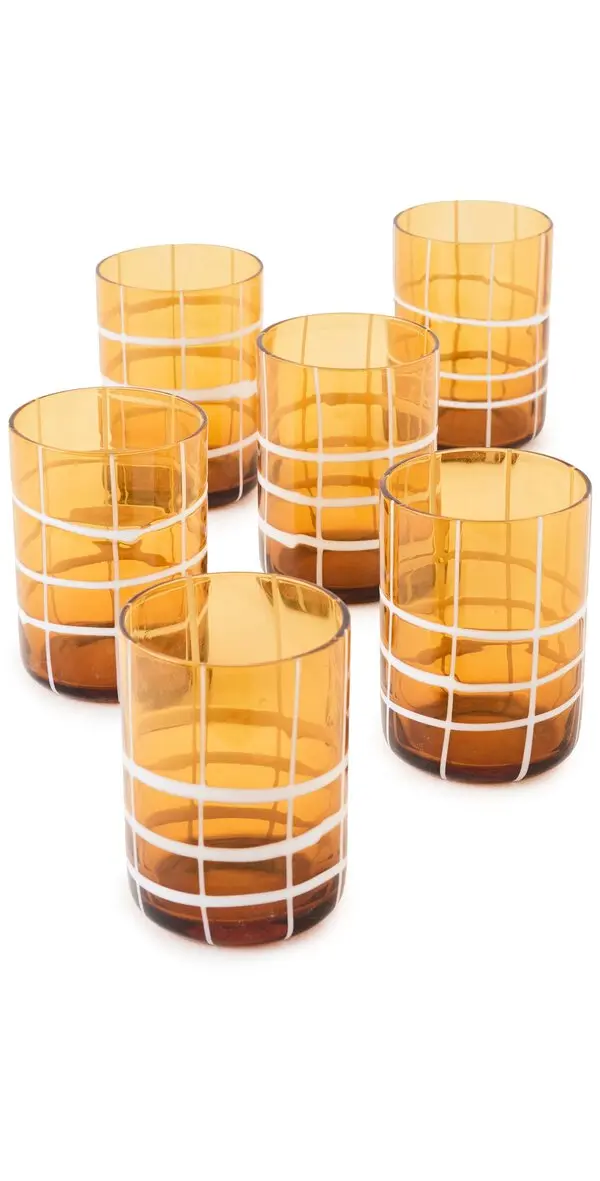 ZAFFERANO Twiddle Tumbler Set Of 6 - Amber
