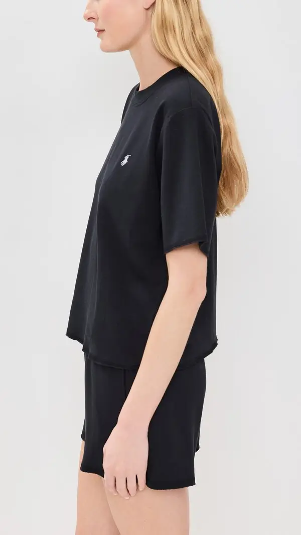 Polo Ralph Lauren French Terry Short Sleeve Pajama Set - Black