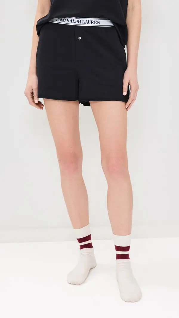 Polo Ralph Lauren French Terry Short Sleeve Pajama Set - Black