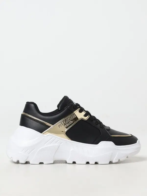 Just Cavalli Lace Up Sneakers With Metallic Detailing