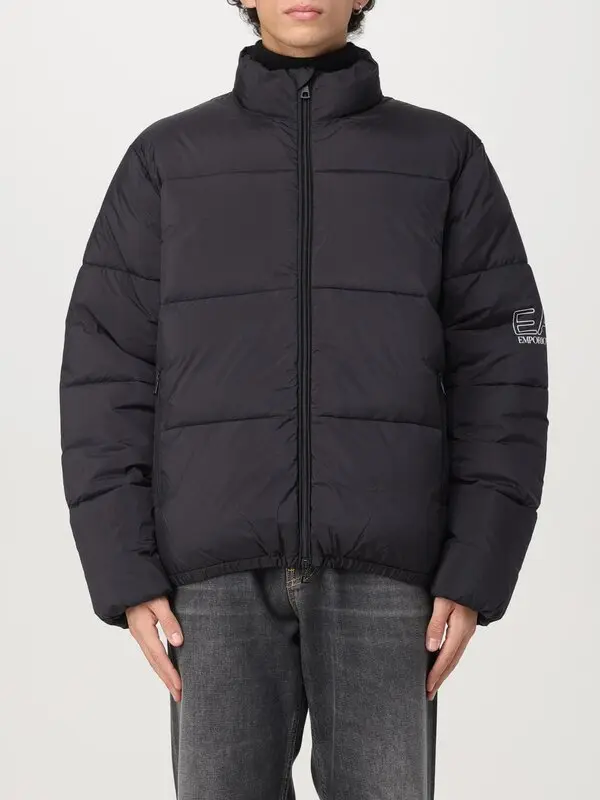 EA7 Puffer Jacket With Stand Collar - Black