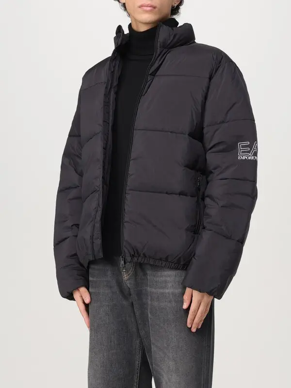 EA7 Puffer Jacket With Stand Collar - Black