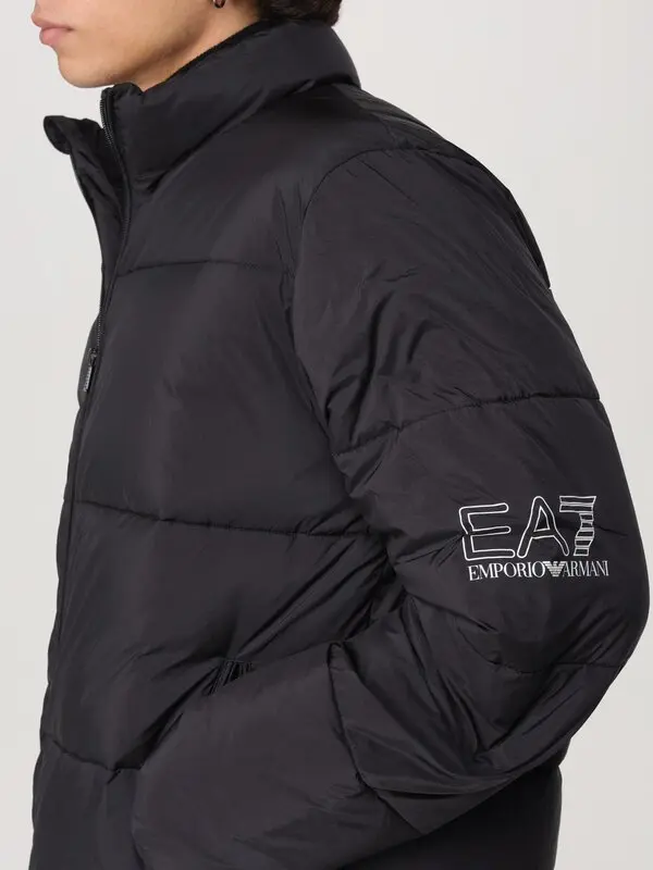 EA7 Puffer Jacket With Stand Collar - Black