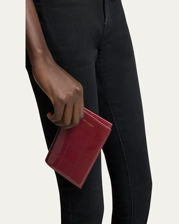 Saint Laurent - Passport Holder In Quilted Patent Leather
