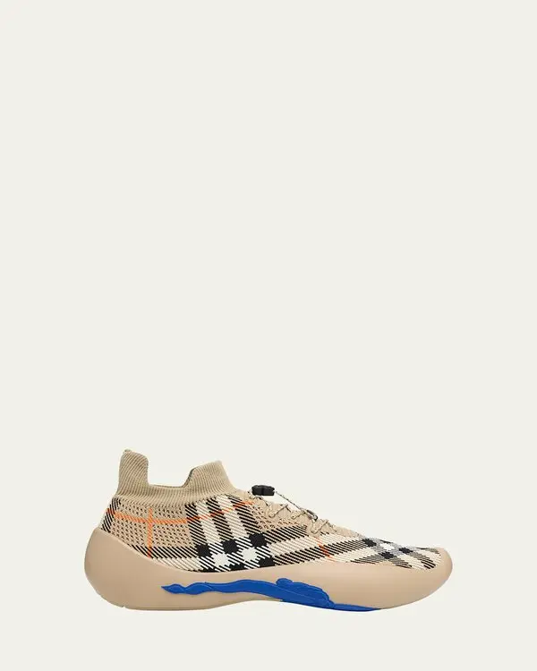 Burberry Check Knit Neptune Sneakers Sand Ip Check Editorialist