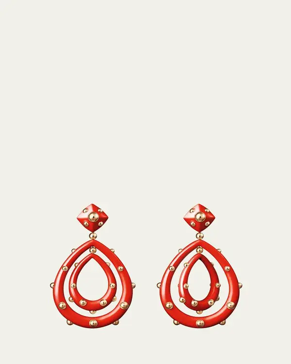 GIORGIO B Medium 18k Goccia Earrings With Coral Enamel - Rose Gold