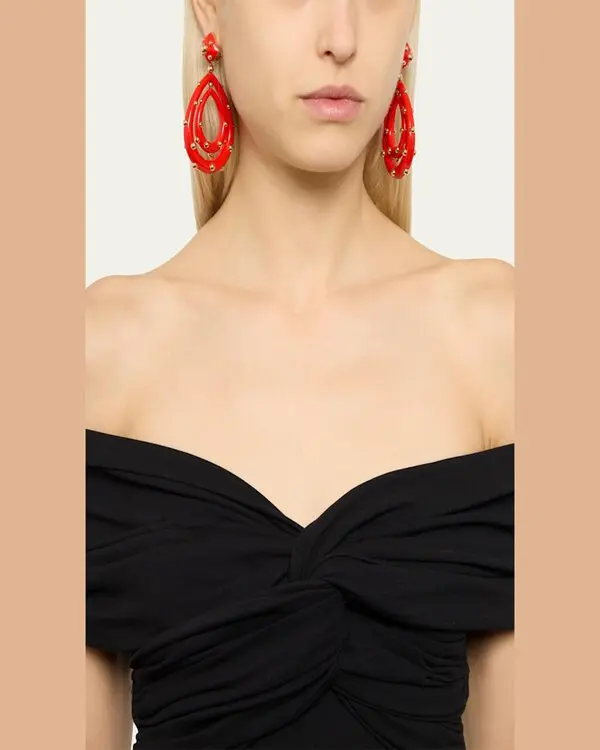 GIORGIO B Medium 18k Goccia Earrings With Coral Enamel