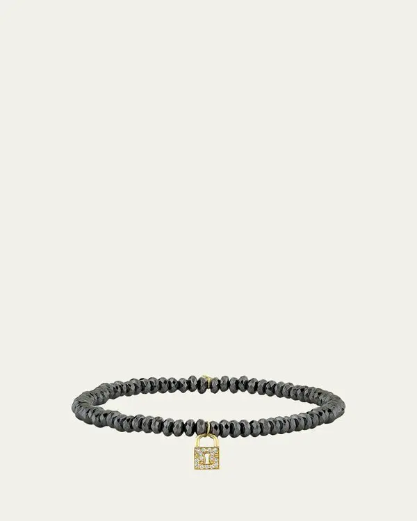 SYDNEY EVAN Hematite And 14k Diamond Charm Bracelet