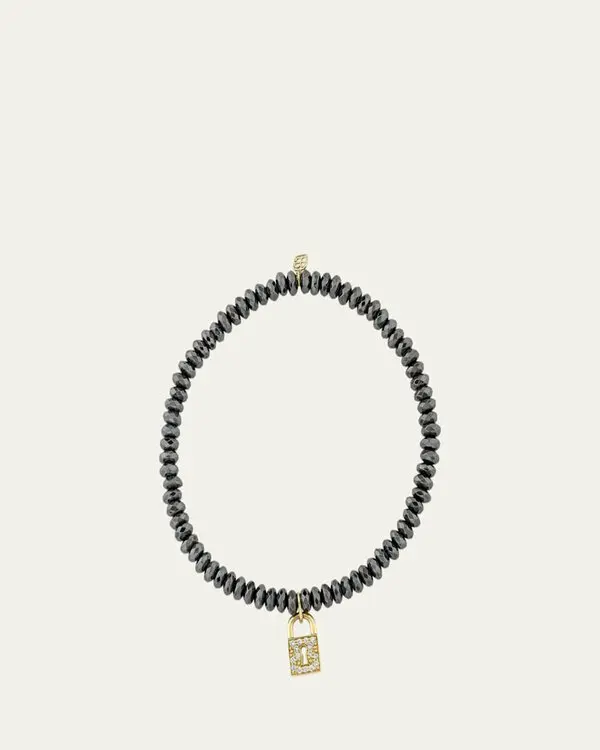 SYDNEY EVAN Hematite And 14k Diamond Charm Bracelet