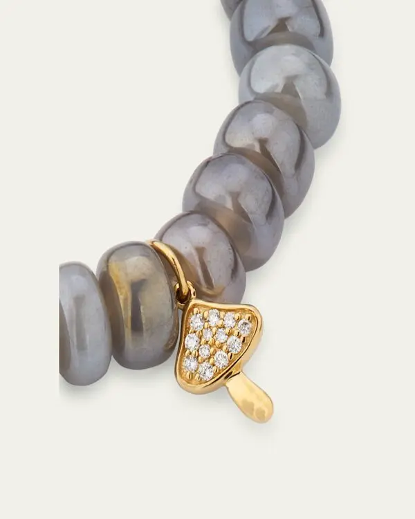 SYDNEY EVAN Mystic Grey Moonstone And Diamond Mushroom Charm Bracelet