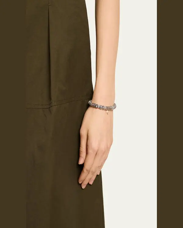 SYDNEY EVAN Mystic Grey Moonstone And Diamond Mushroom Charm Bracelet