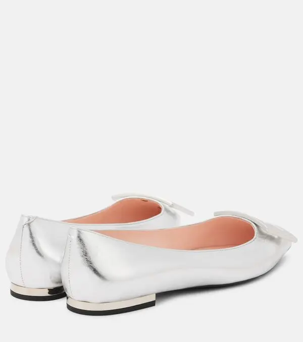 ROGER VIVIER Metallic Leather Ballet Flats - Silver