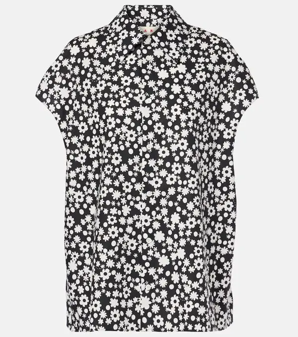 Marni Printed Cotton Poplin Shirt - Black
