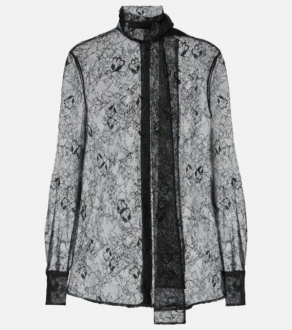 Valentino Garavani Scarf-detail Floral Lace Blouse