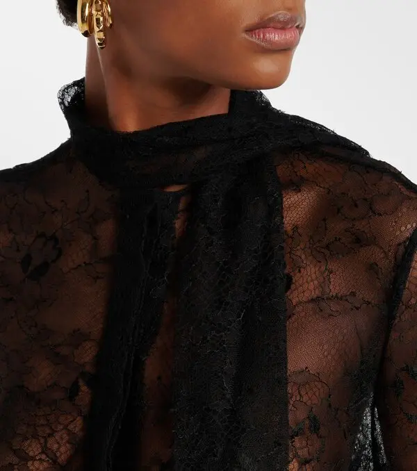Valentino Garavani Scarf-detail Floral Lace Blouse
