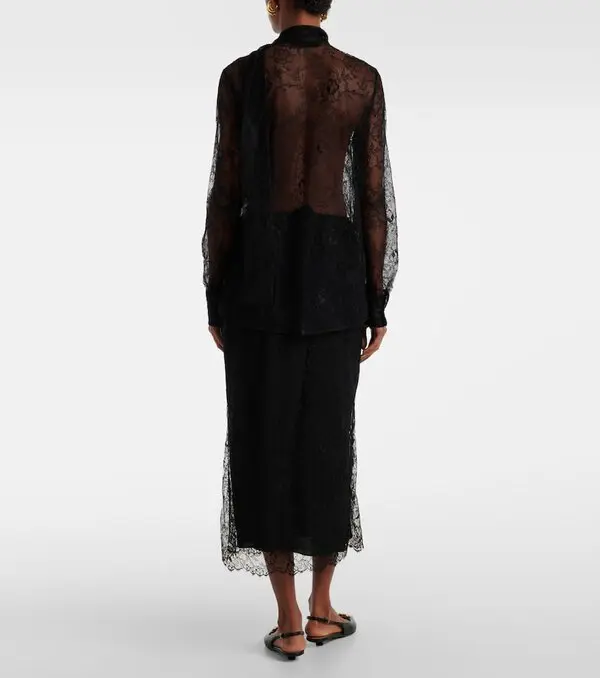 Valentino Garavani Scarf-detail Floral Lace Blouse