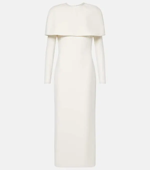 Safiyaa Caped Crepe Midi Dress